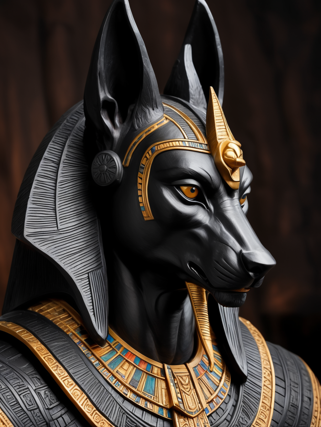 Premium Free ai Images | egyptian god anubis statue carved black wood ...