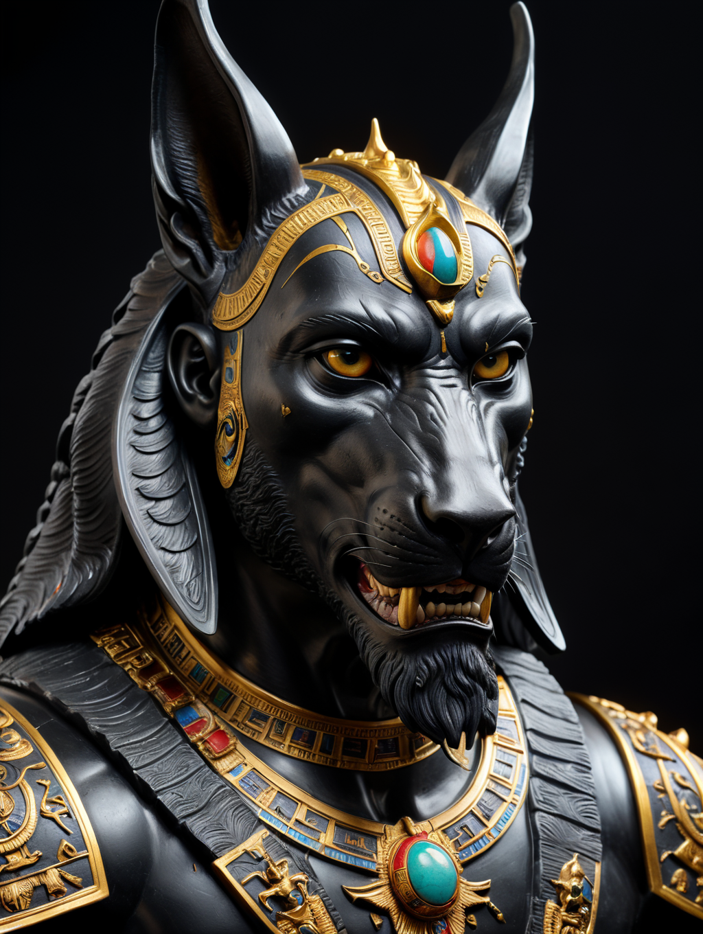 Premium Free ai Images | egyptian god anubis statue carved black wood ...