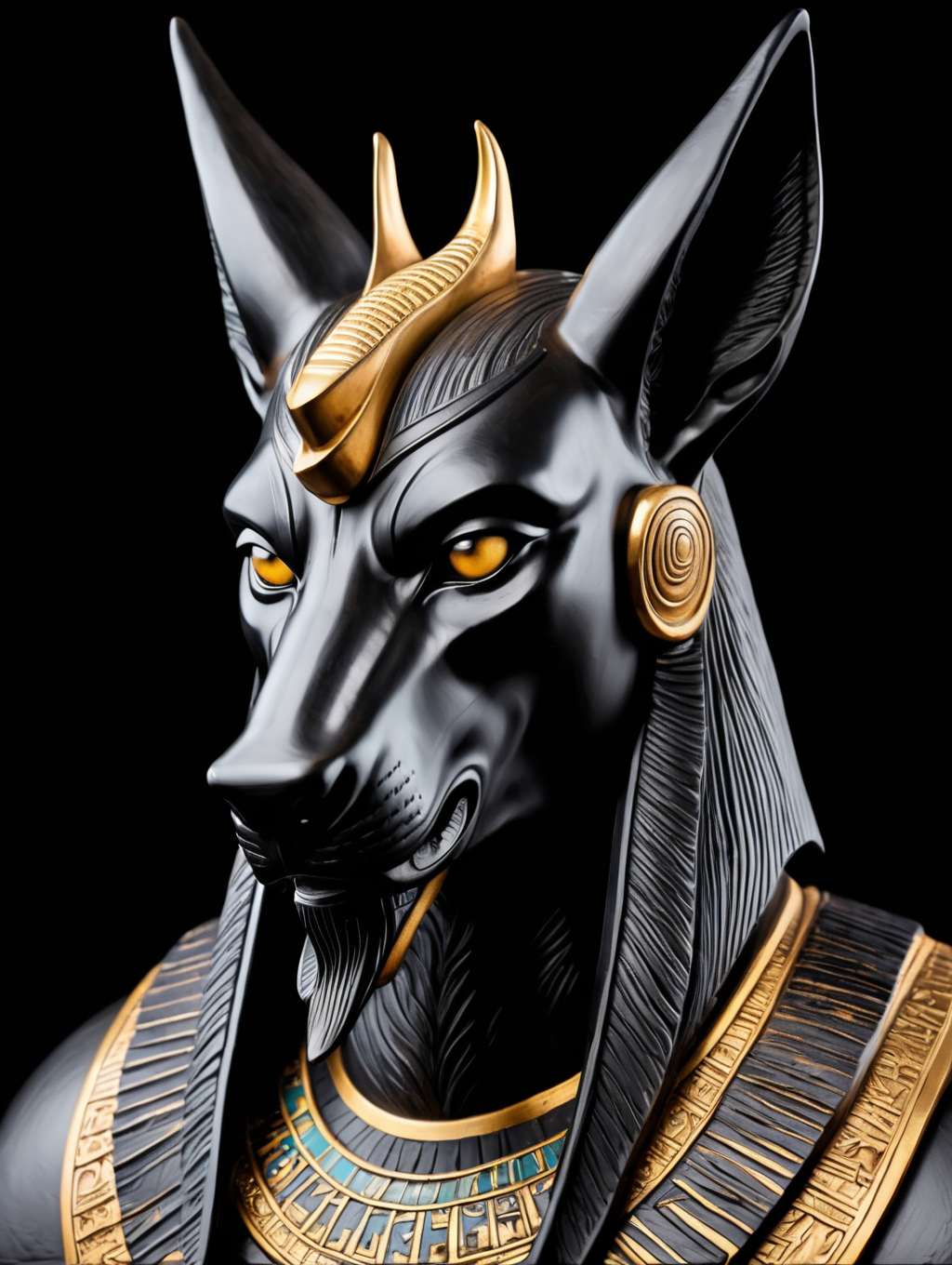 Premium Free ai Images | egyptian god anubis statue carved black wood portrait hyper realistic ...