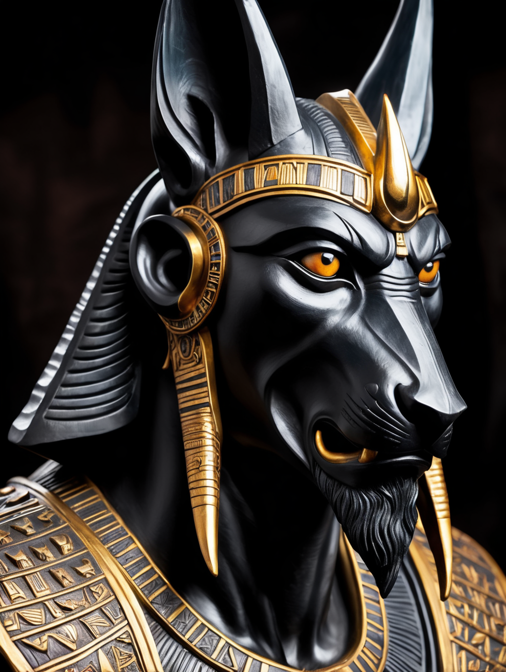 Premium Free ai Images | egyptian god anubis statue carved black wood ...