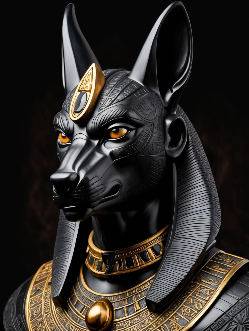 Premium Free ai Images | egyptian god anubis statue carved black wood ...