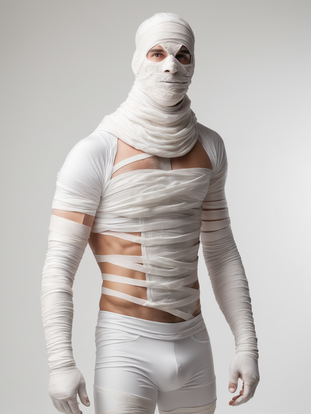 Premium Free ai Images | photograph of man covered in bandages with ...