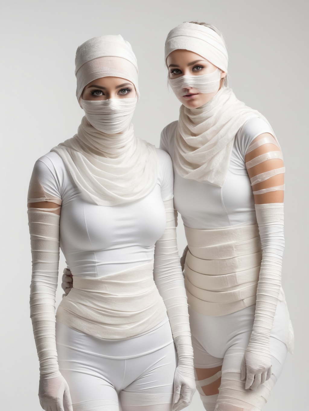 Premium Free ai Images | photograph of women covered in bandages with ...