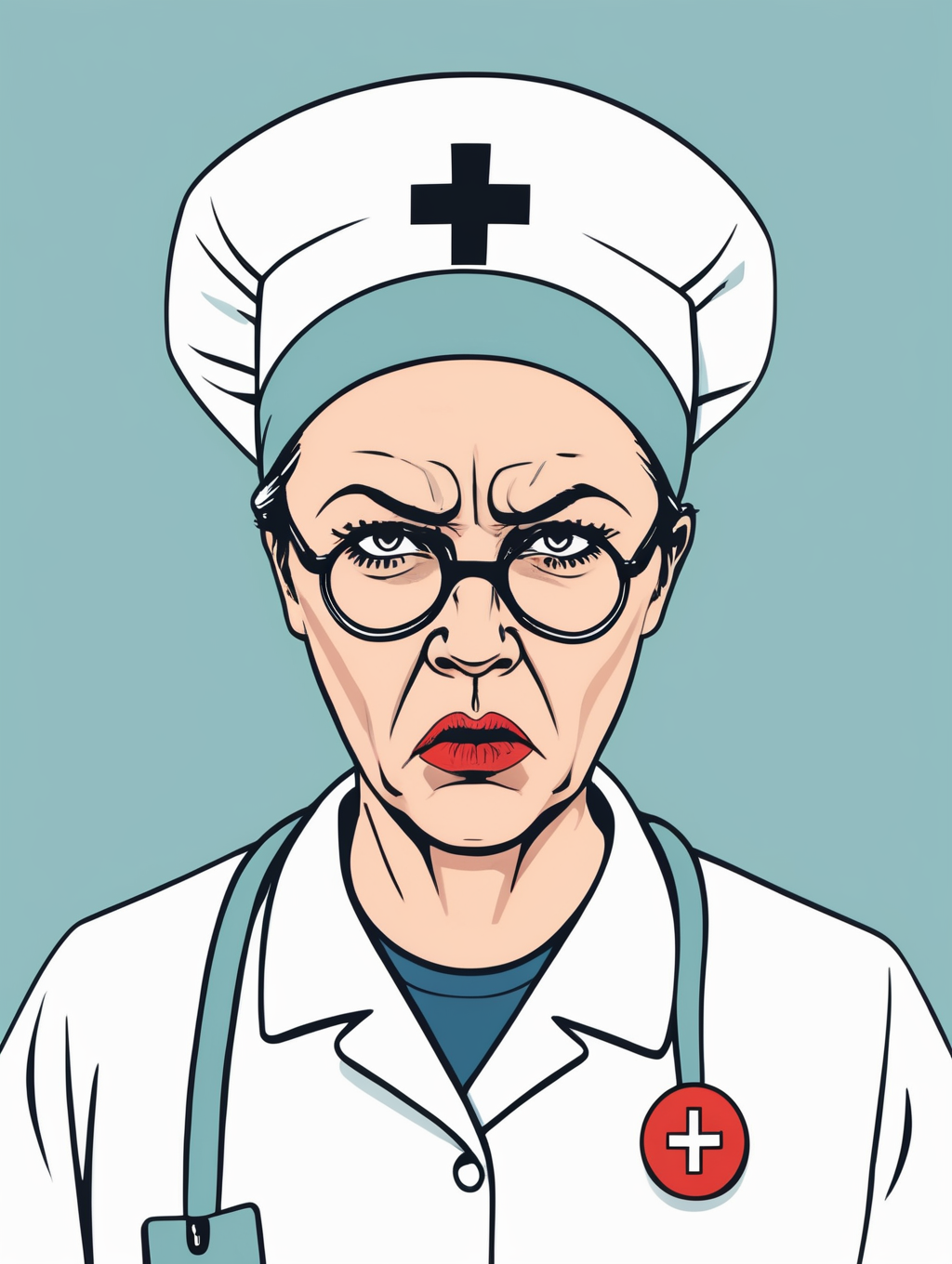 Premium Free ai Images | an angry nurse illustration flat style france ...