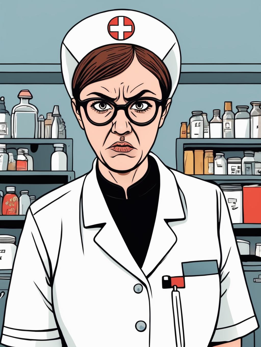 Premium Free ai Images | an angry nurse illustration flat style france ...