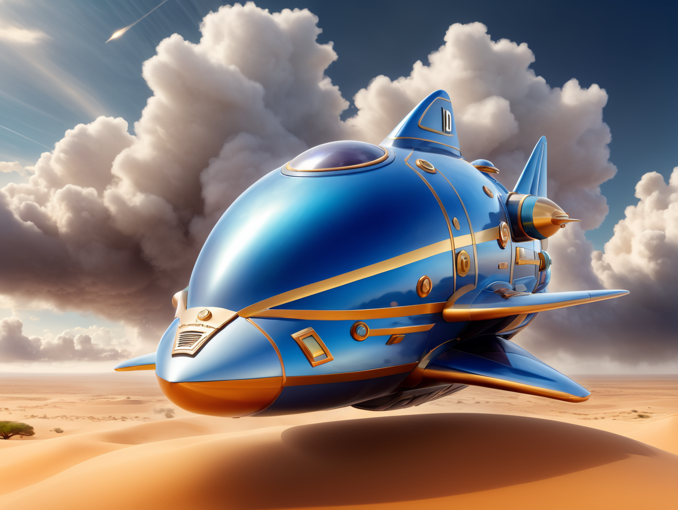 Premium Free ai Images | isometric shiny spaceship is flying through ...