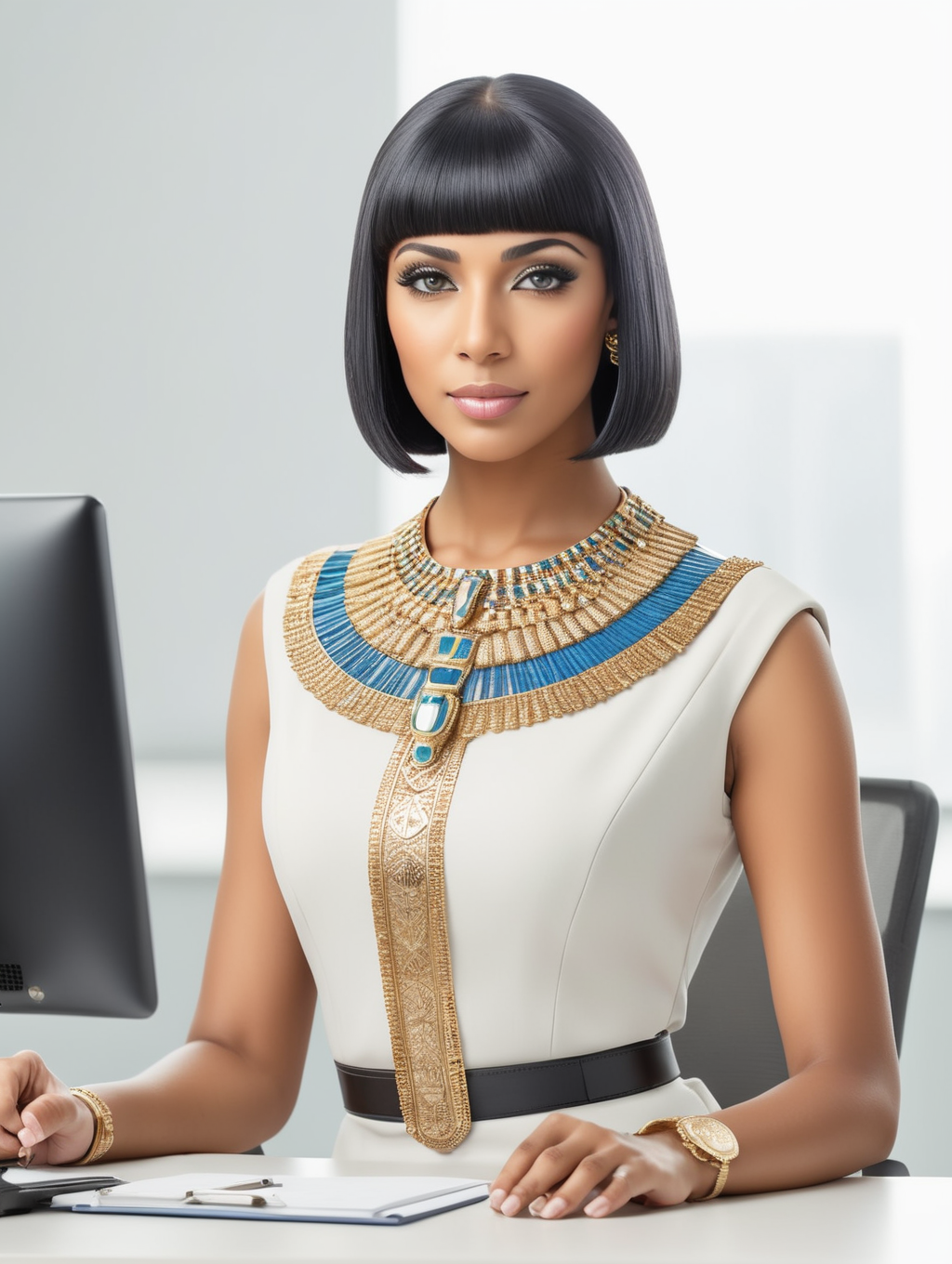 Premium Free ai Images | cleopatra as office worker