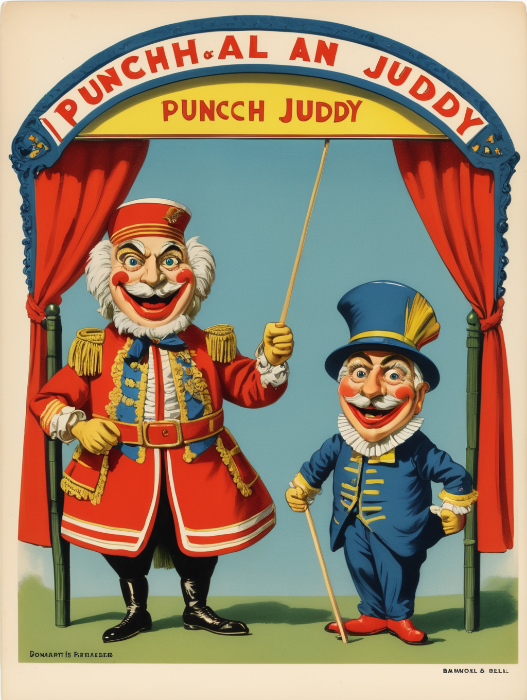 Premium Free ai Images | illustration of punch and judy puppets in the ...
