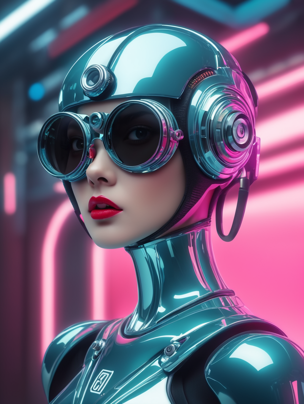 Premium Free ai Images | product photo retro cyber tech reflective ella ...