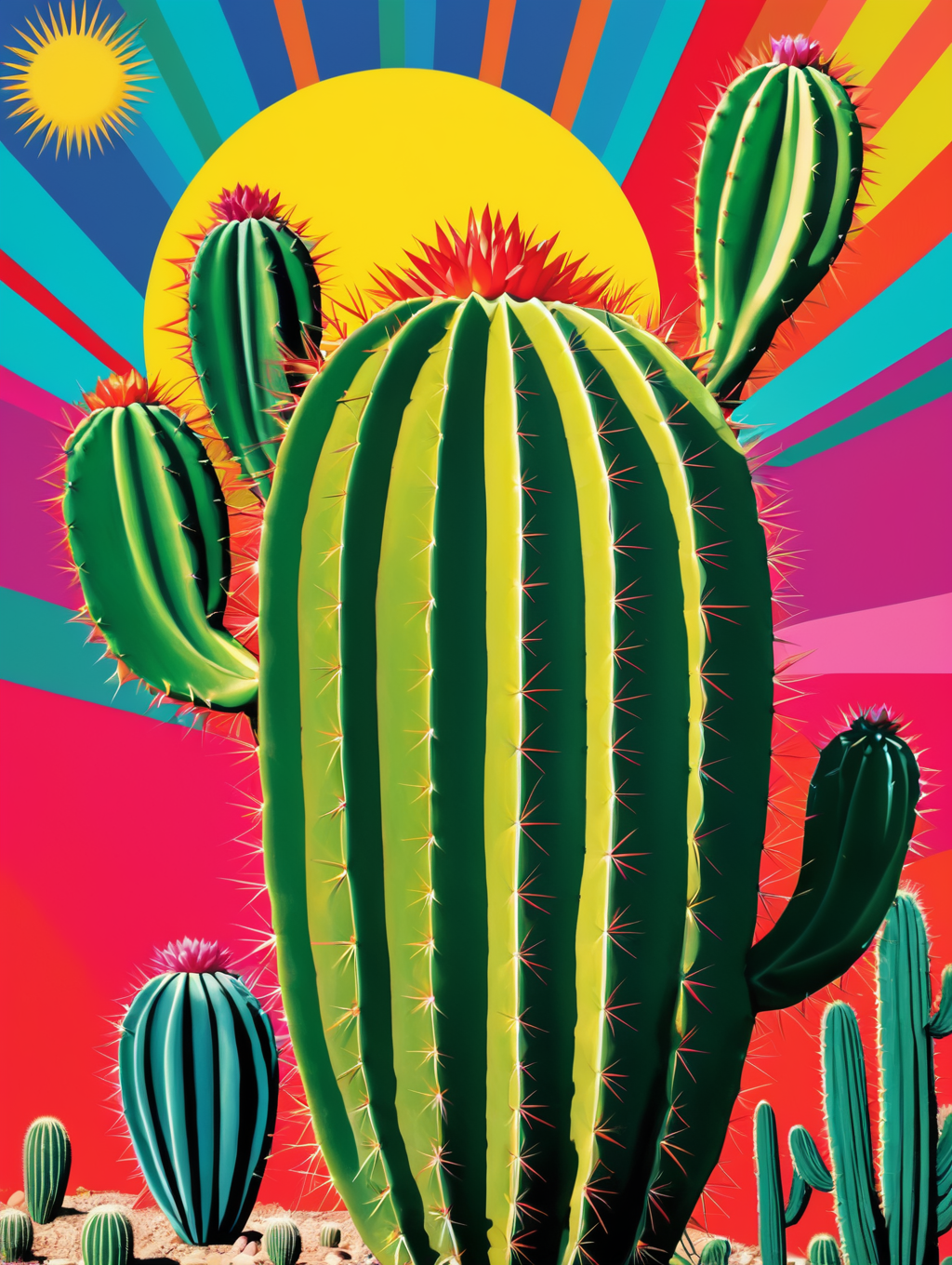 Premium Free ai Images | cactus pop art