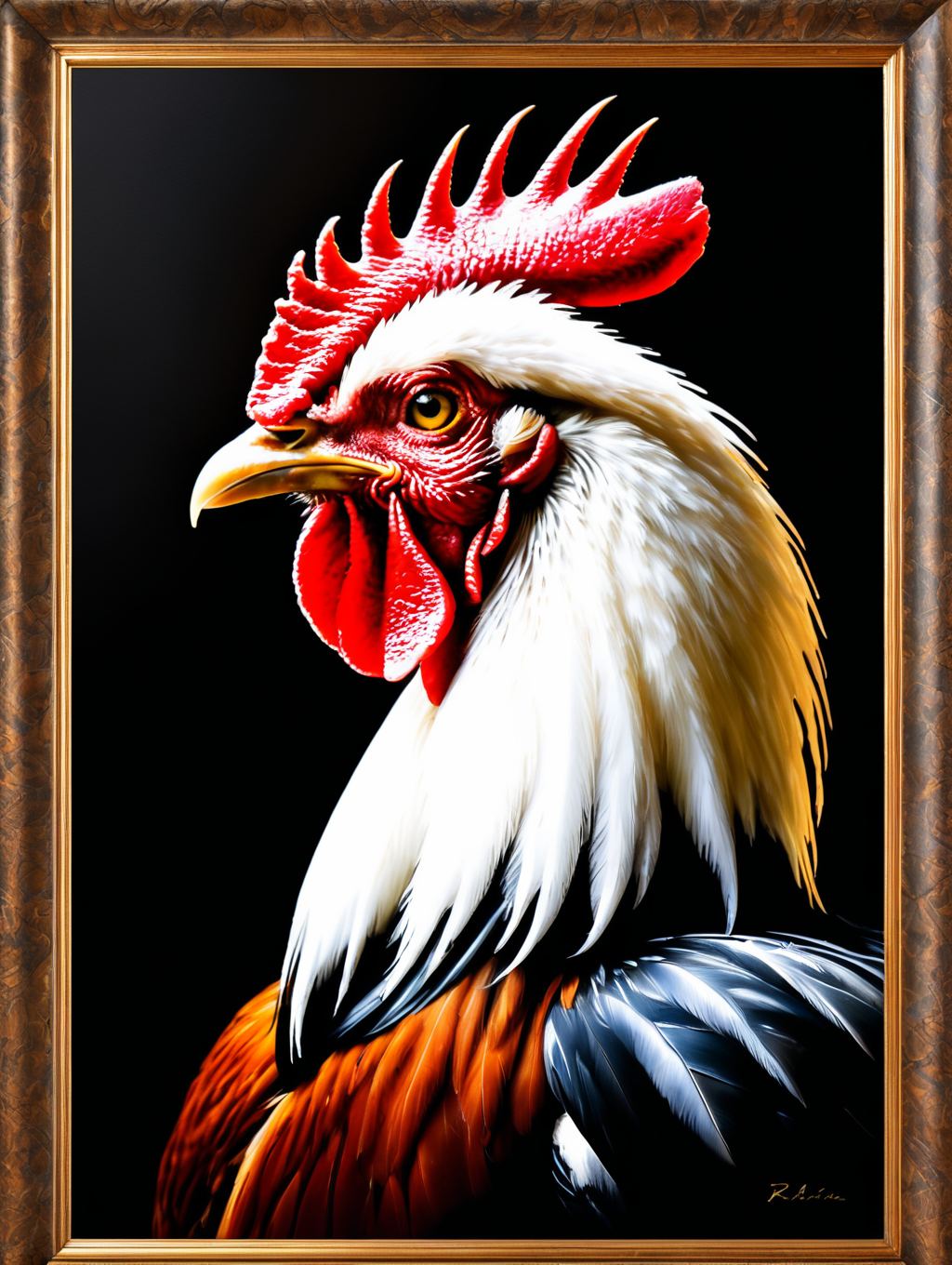 Premium Free ai Images | masterpiece rooster portrait painting by ...