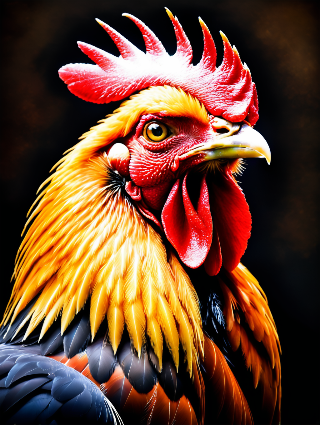 Premium Free ai Images | masterpiece rooster portrait painting by ...