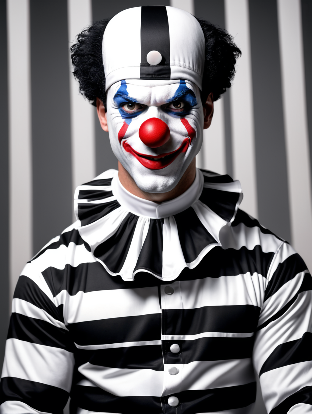 Premium Free ai Images | clown in black and white stripes prison ...