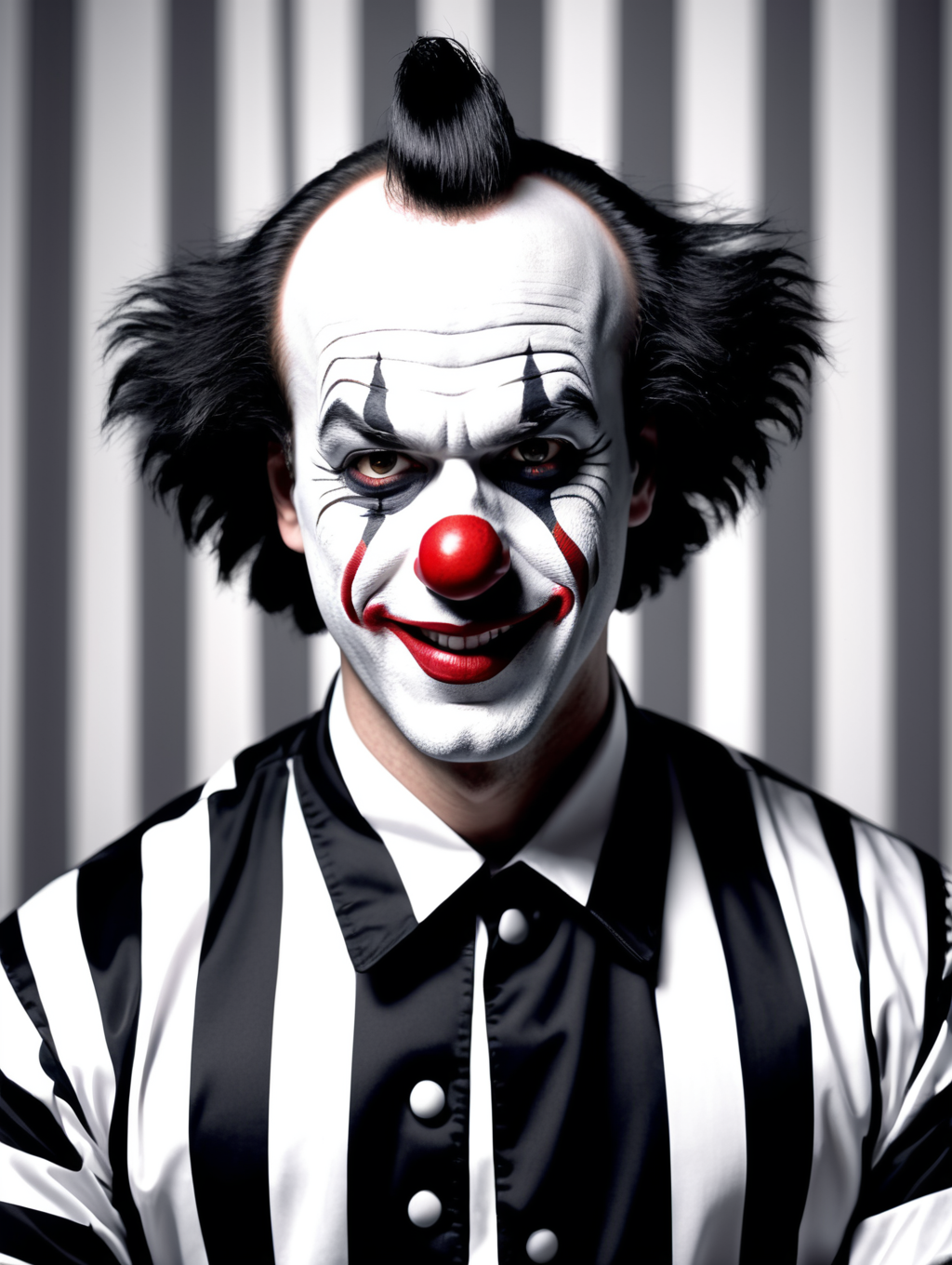 Premium Free ai Images | clown in black and white stripes prison ...
