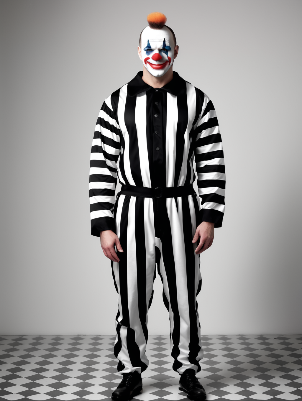 Premium Free ai Images | clown in black and white stripes prison ...