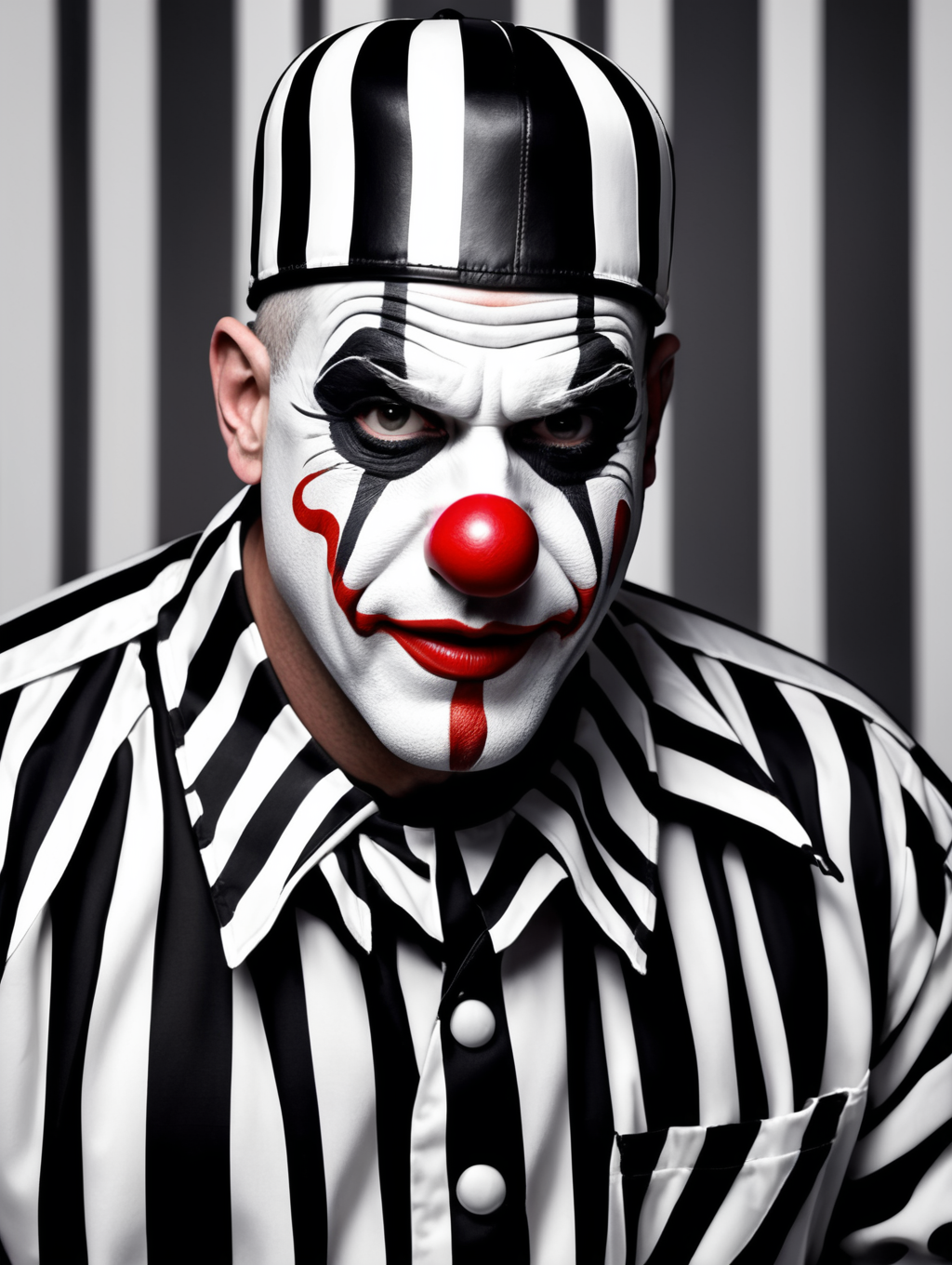 Premium Free ai Images | clown in black and white stripes prison ...