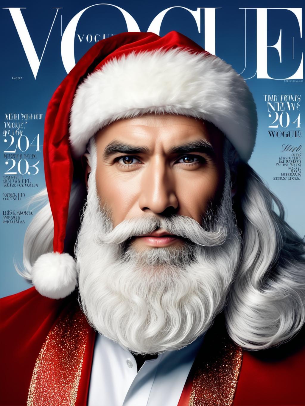 Premium Free ai Images | happy new year man santa on the cover of vogue
