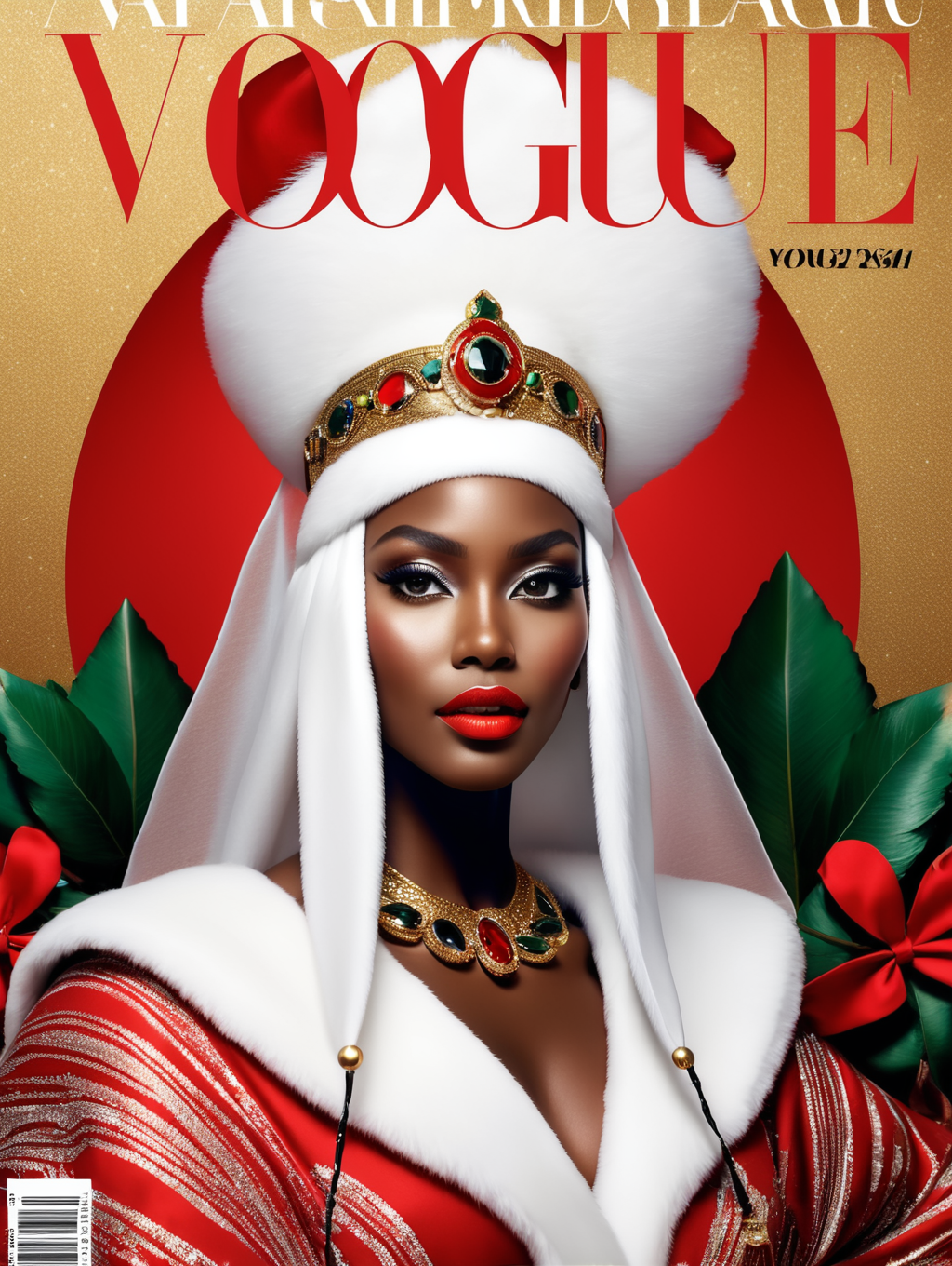 Premium Free ai Images | happy new year african santa on the cover of vogue
