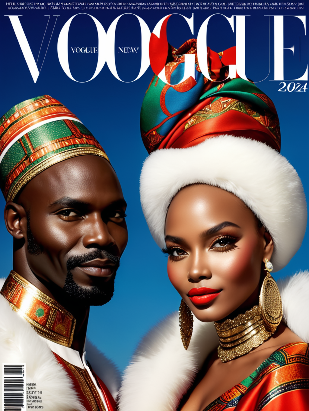 Premium Free ai Images | happy new year african santa on the cover of vogue