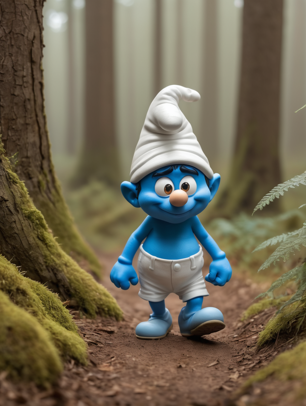 Premium Free ai Images | smurf grumpy face walking in beautiful forst