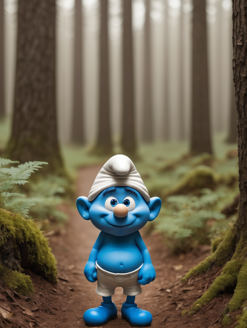 Premium Free ai Images | smurf grumpy face walking in beautiful forst