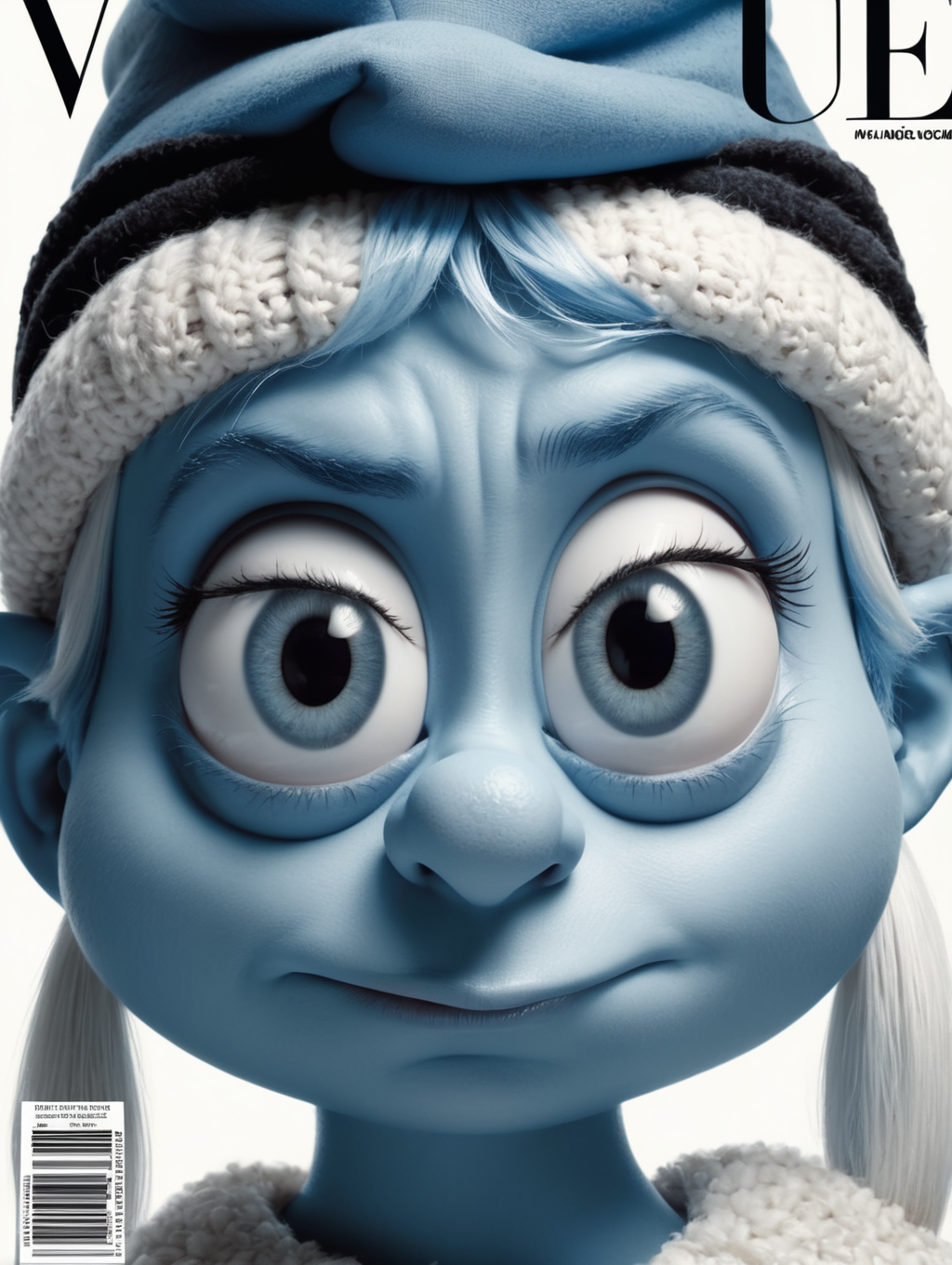 Premium Free ai Images | smurf grumpy face on the cover of vogue
