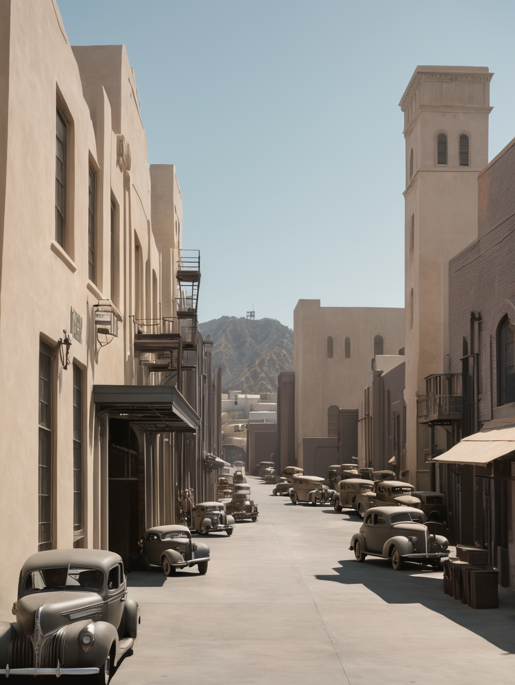 Premium Free ai Images | hollywood film studio backlot in the daytime