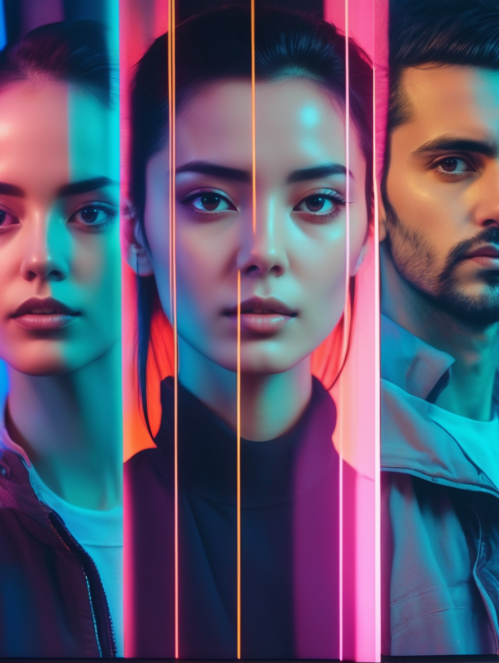 Premium Free ai Images | shifting spectra mixed multimedia portrait ...