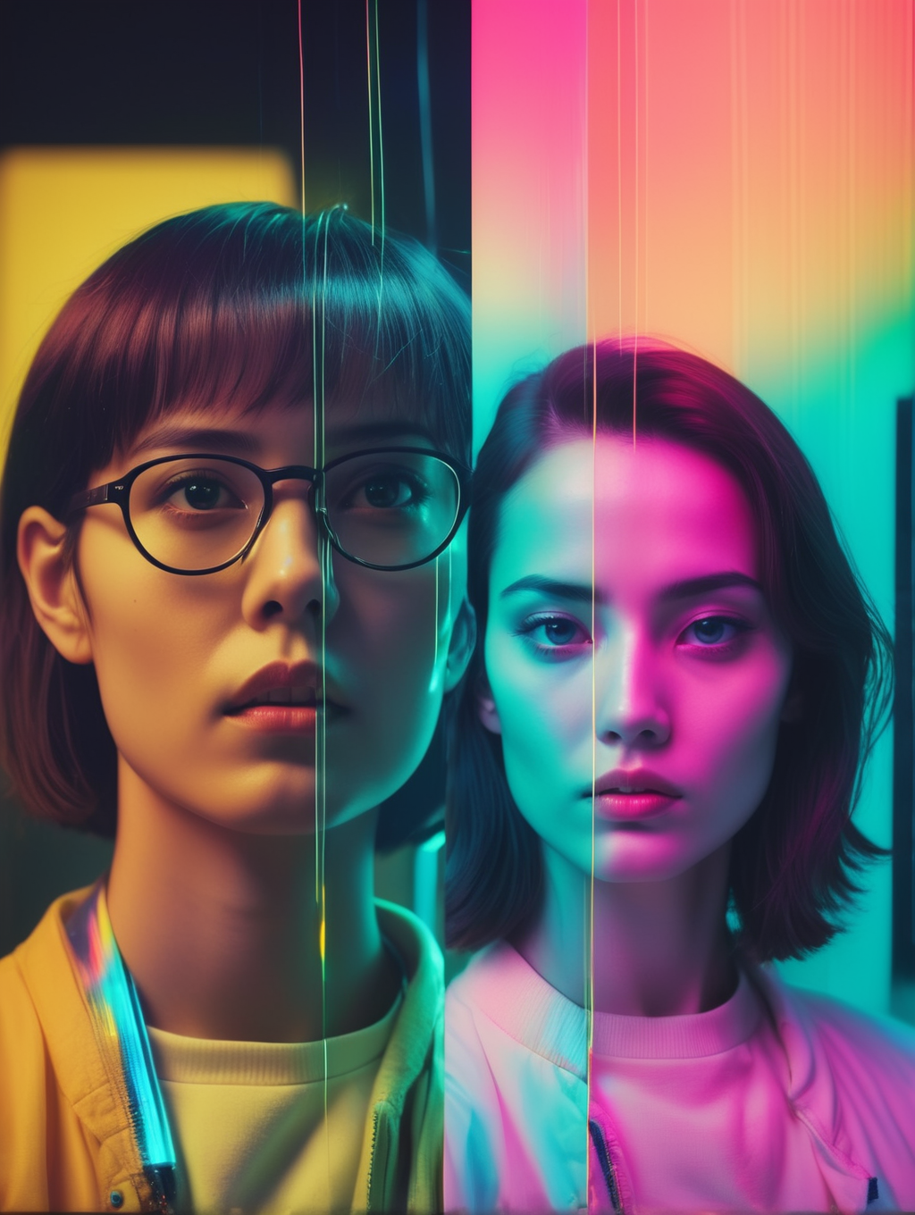 Premium Free ai Images | shifting spectra mixed multimedia portrait ...