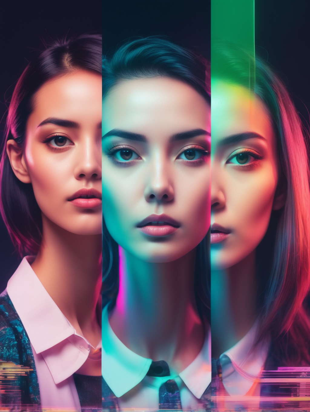 Premium Free ai Images | shifting spectra mixed multimedia portrait ...
