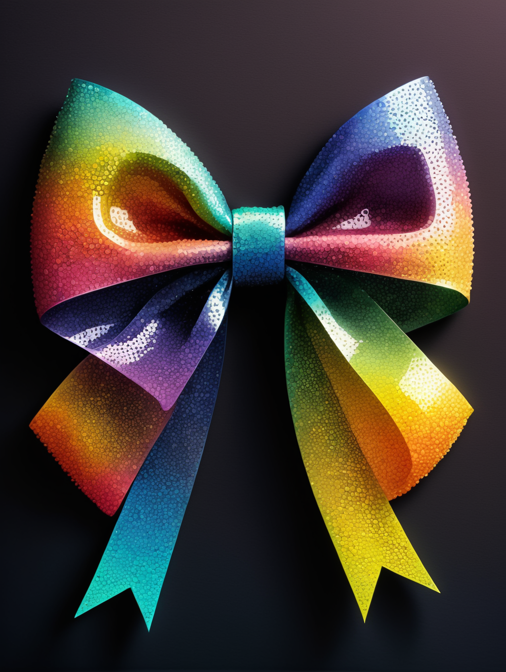 Premium Free ai Images | pointillism translucent bow on dark background ...