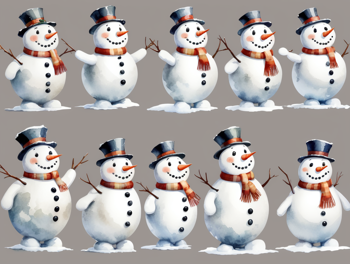 Premium Free ai Images | snowman different angles and expressions full ...
