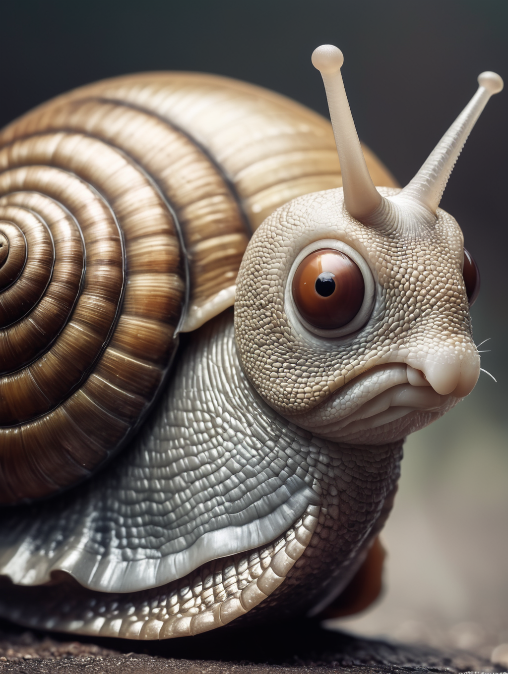 Premium Free ai Images | glam metal snail portrait