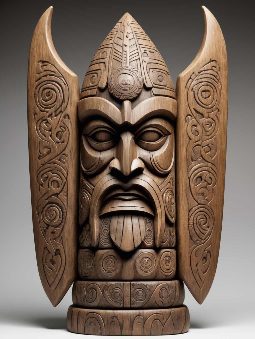 Premium Free ai Images | totem crafted from viking wood representing ...
