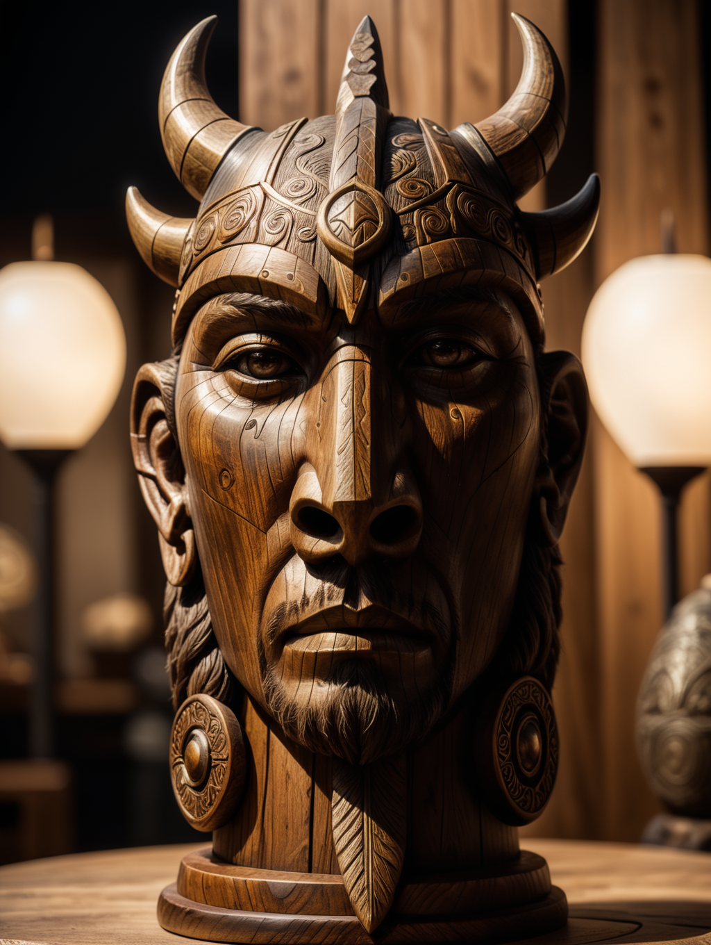 Premium Free ai Images | totem crafted from viking wood representing ...