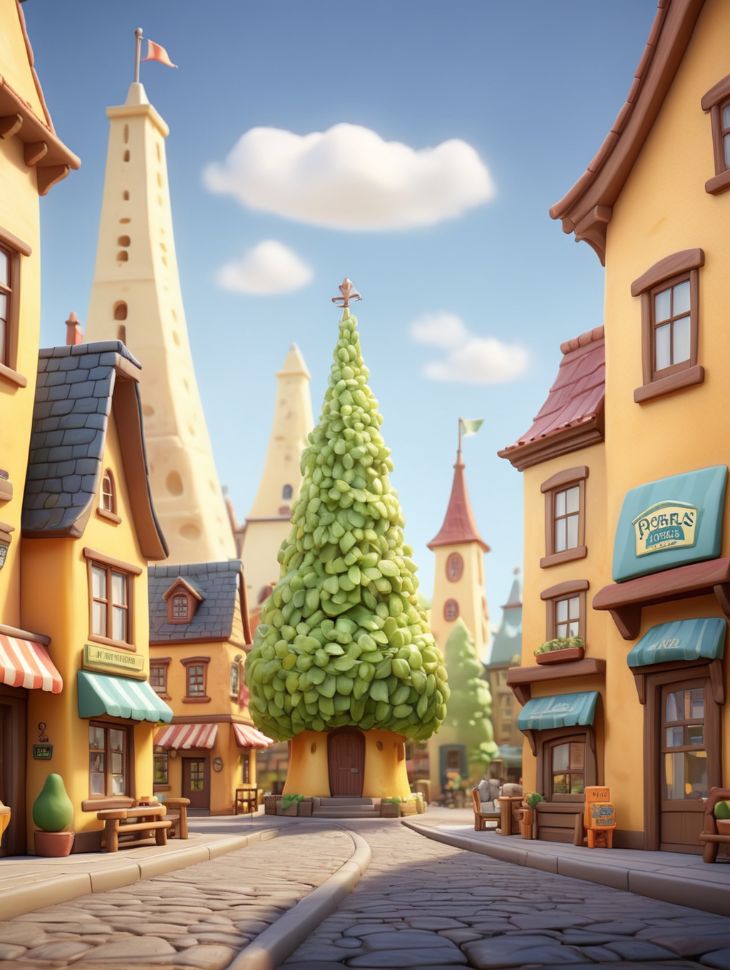 Premium Free ai Images | urban cheese town photorealistic illustrations ...