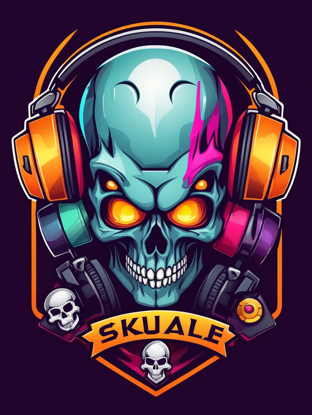 Premium Free ai Images | skull gamers mascot logo gaming bright colors ...