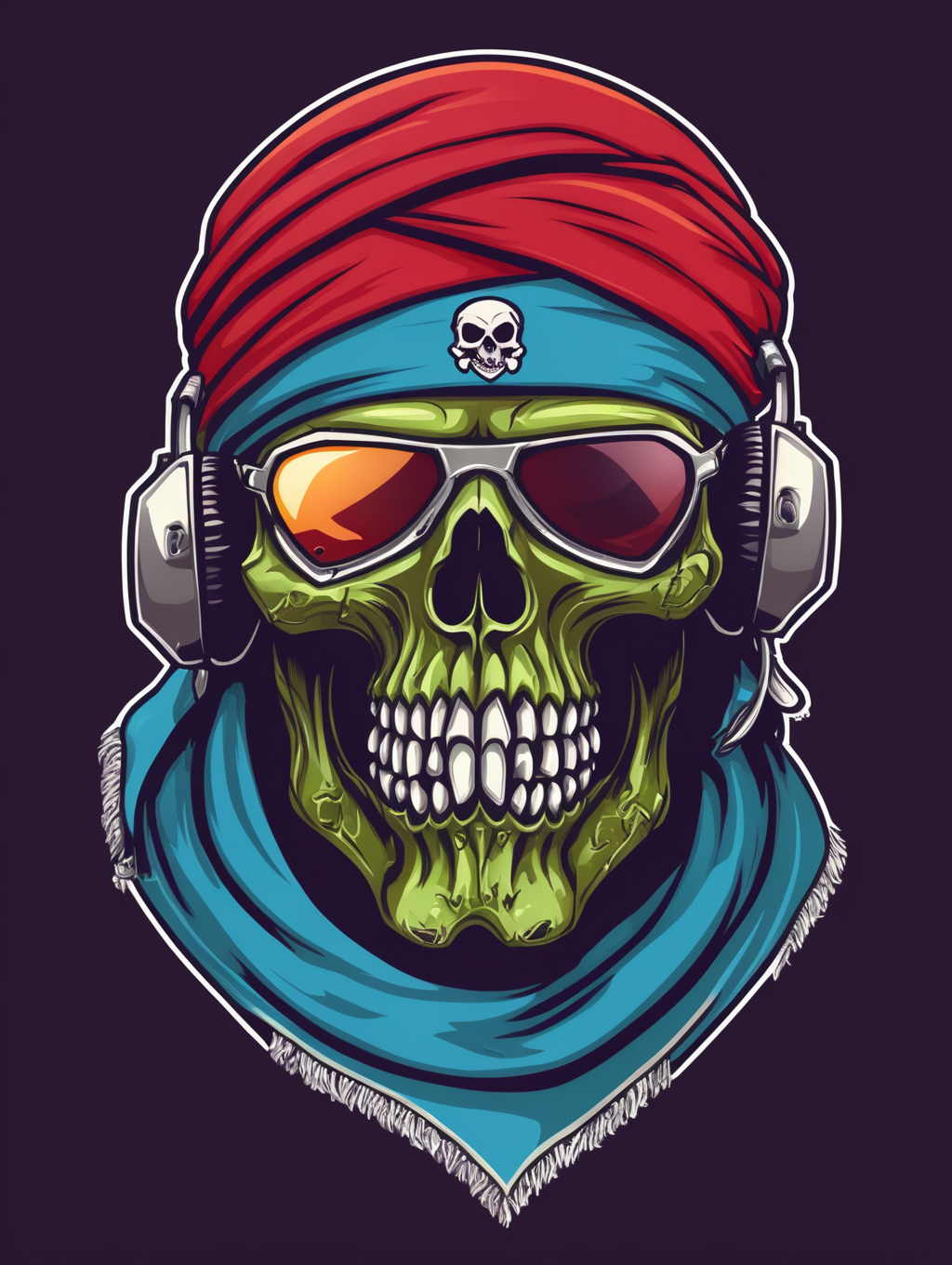 Premium Free ai Images | zombie bandit skull with bandana on face ...