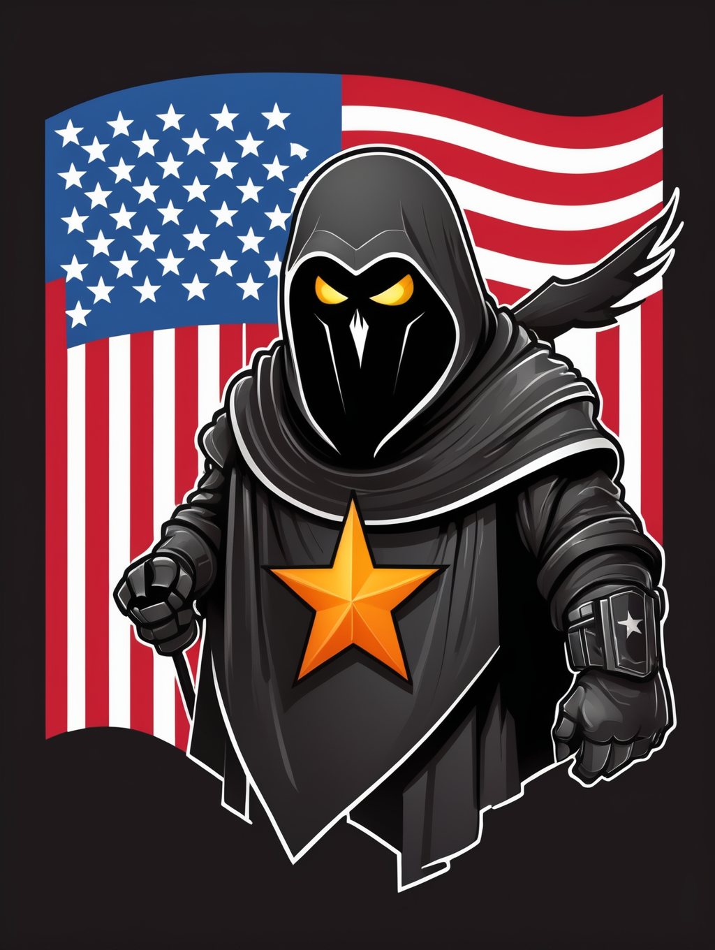 Premium Free ai Images | vector american black ghost with flag and ...