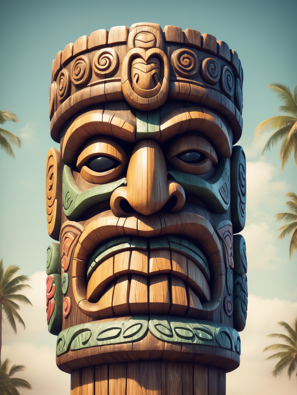 Premium Free ai Images | tiki bar totem pole mascot head avatar