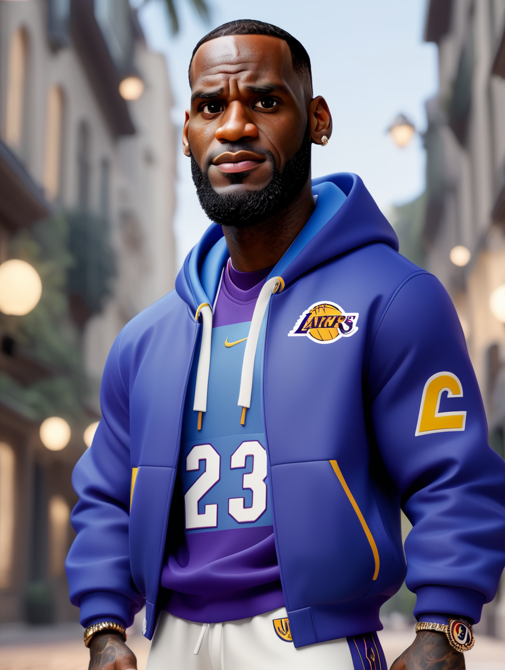 Premium Free ai Images | lebron james in luxury streetwear