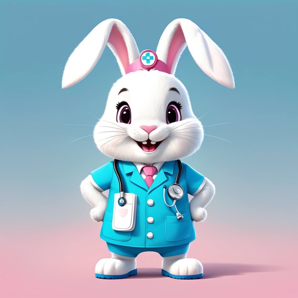 Premium Free ai Images | pixar style cartoon white bunny nurse ...