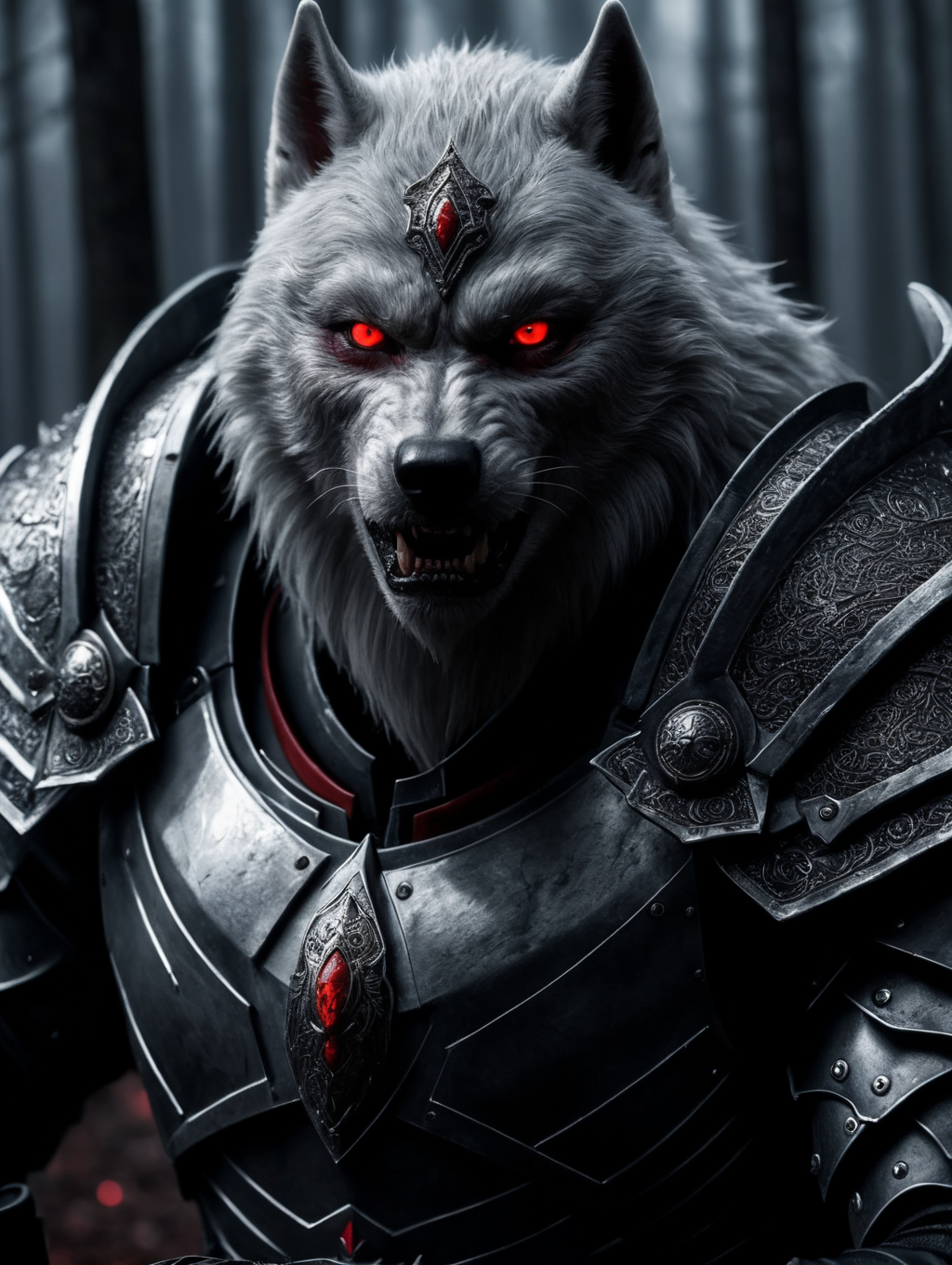 Premium Free ai Images | white werewolf elf assassin wearing armor with ...