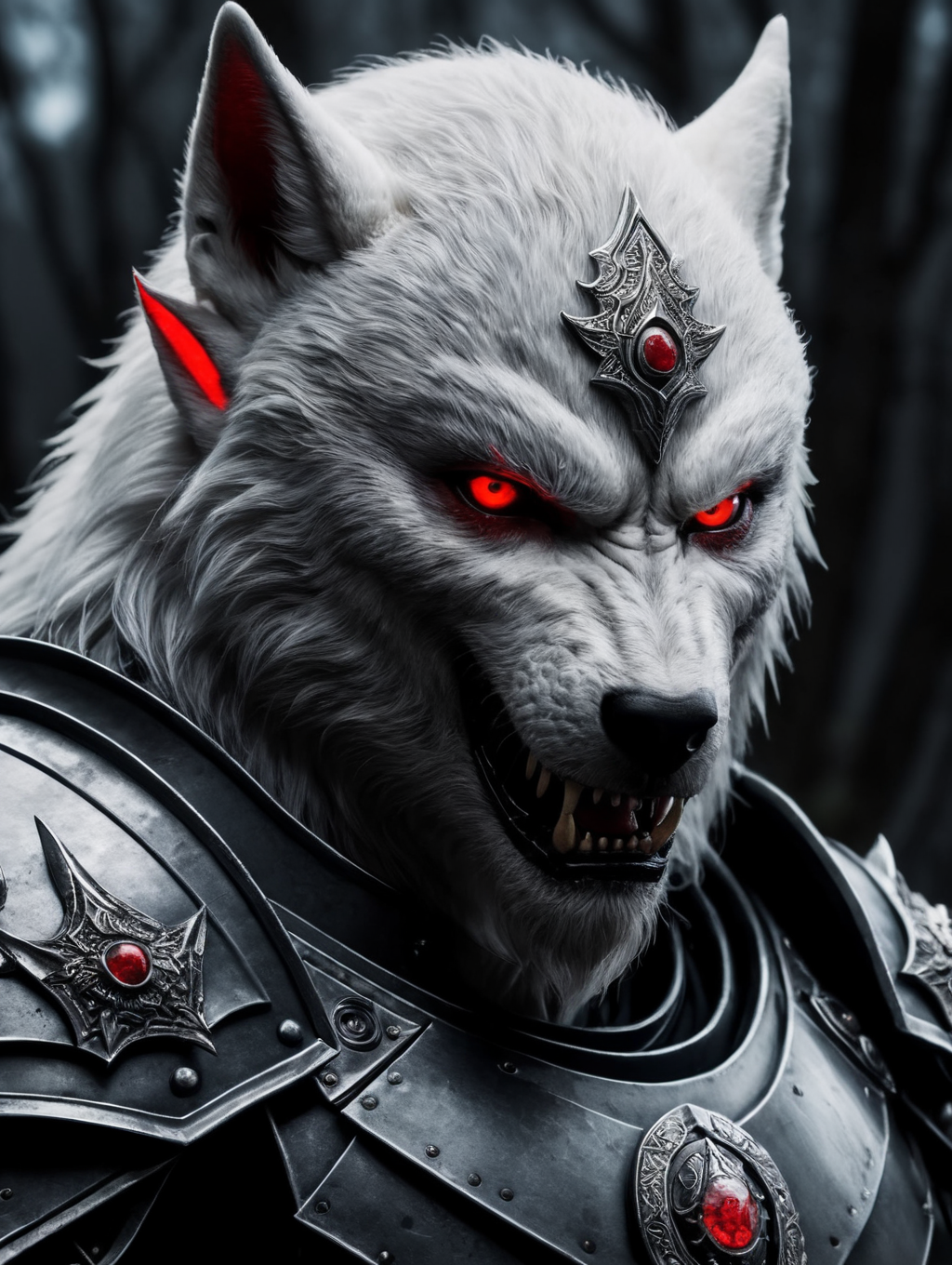 Premium Free ai Images | white werewolf elf assassin wearing armor with ...