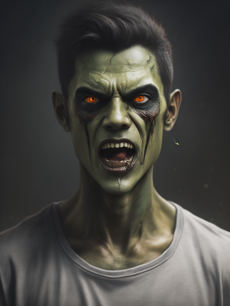 Premium Free ai Images | zombie half mosquito half vampire head covered ...