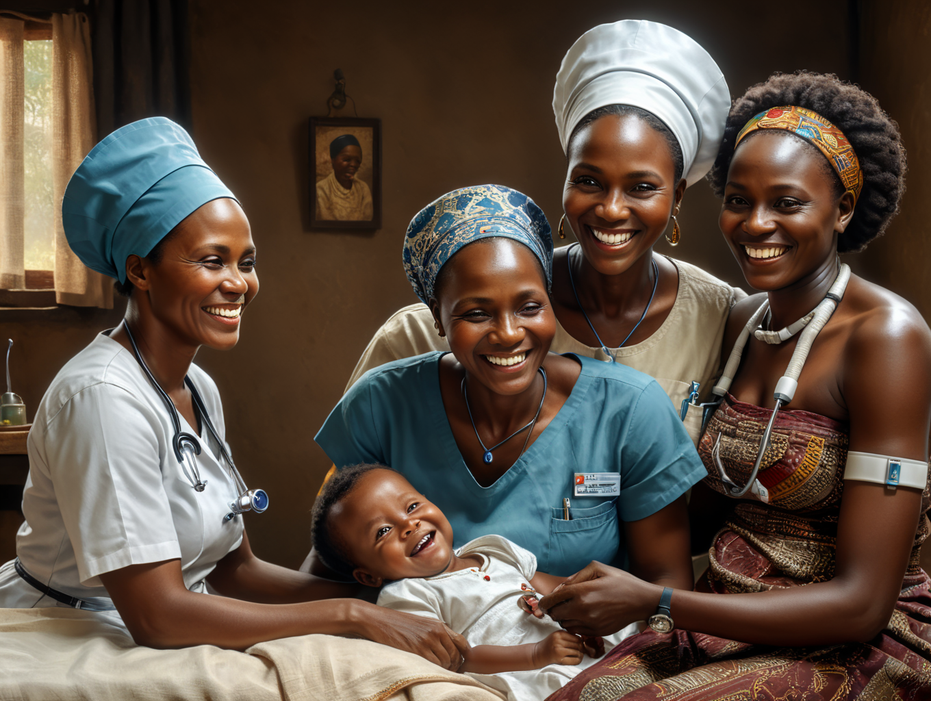 Premium Free ai Images | realistic picture of smiling african mother ...