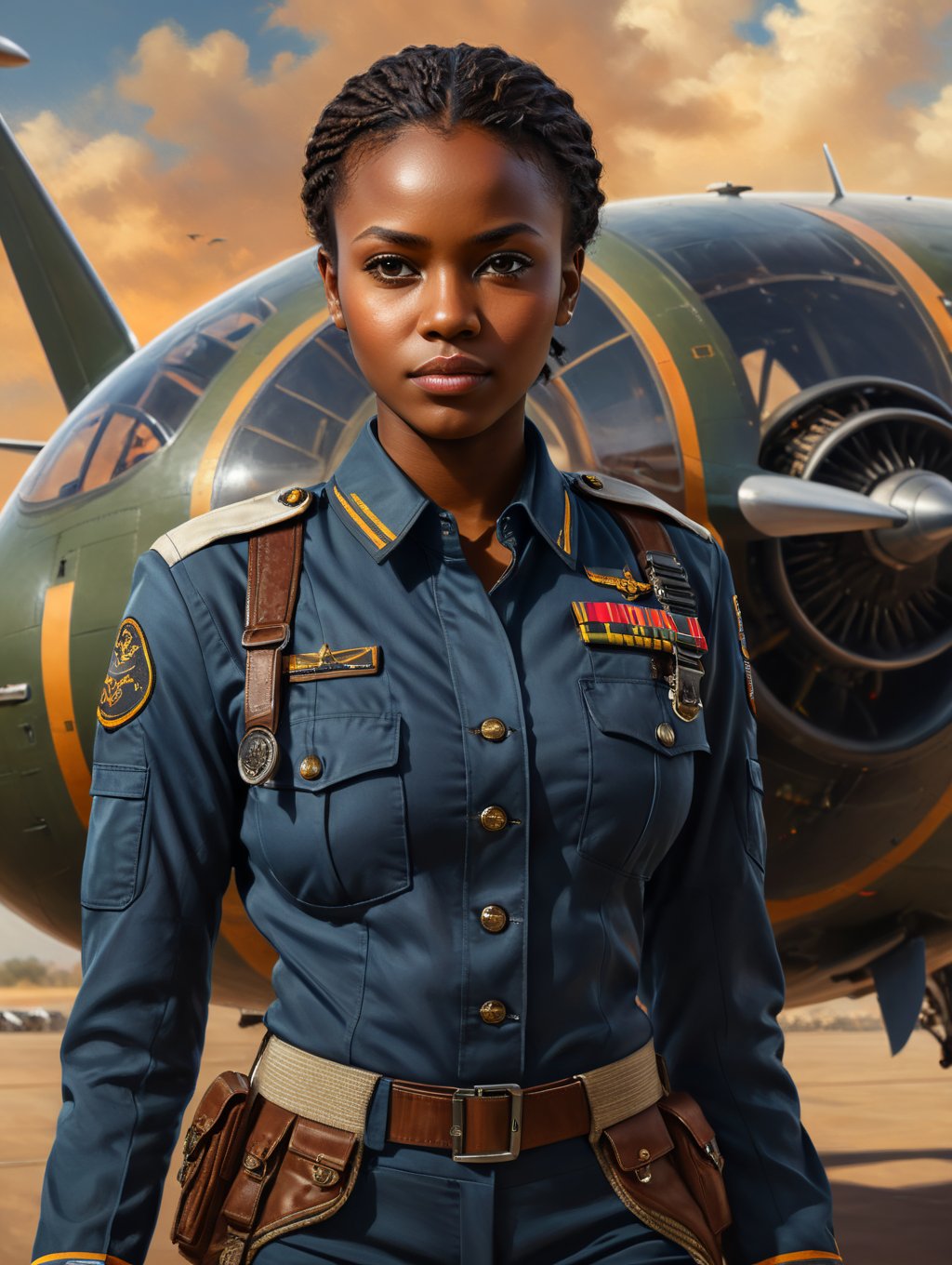 Premium Free ai Images | young african woman pilot in uniform smart ...