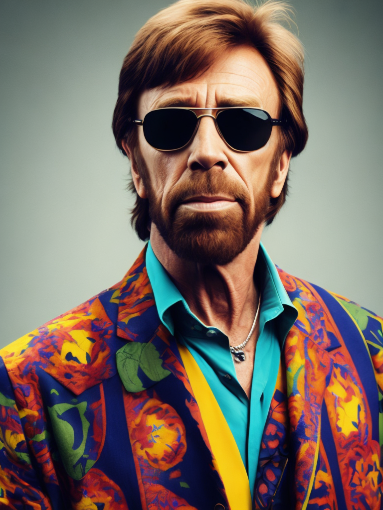 Premium Free ai Images | chuck norris wearing brightly patterned jacket ...