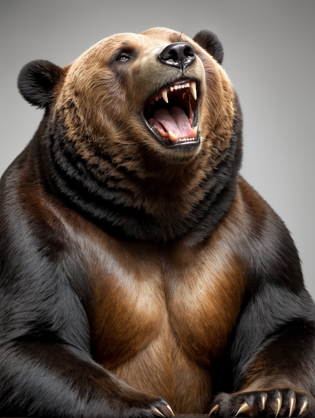 Premium Free ai Images | laughing bear sitting front camera white ...