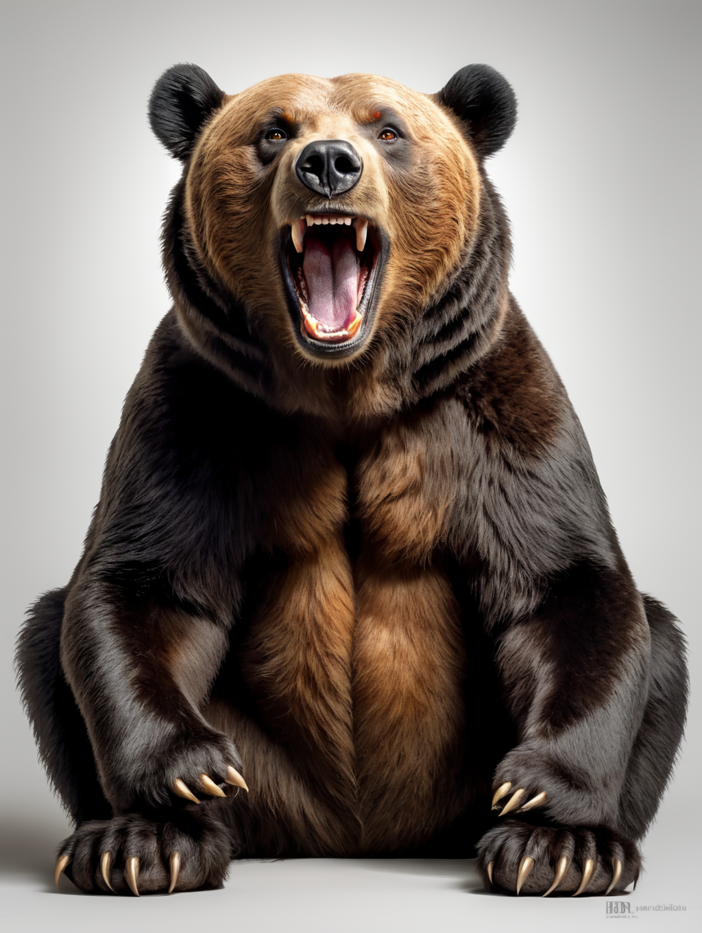Premium Free ai Images | laughing bear sitting front camera white ...
